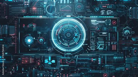 A Circle Themed Abstract Digital Technology Ui Ux Futuristic Hud Fui And Virtual Interface