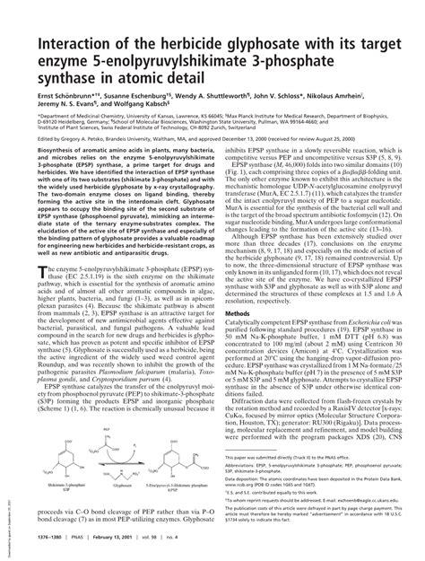 Interaction Of The Herbicide Glyphosate With Its Target Enzyme 5