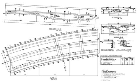 Plan And Sectional Detail Of Bridge Structure 2d View Cad Construction Block Autocad File