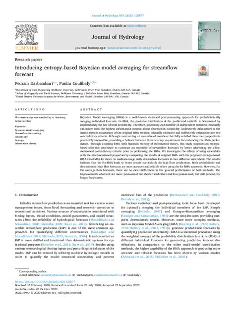 pdf introducing entropy based bayesian model averaging for streamflow