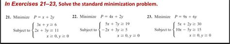 Solved In Exercises 21 23 Solve The Standard Minimization