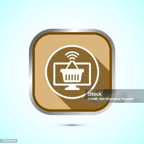 온라인 쇼핑 아이콘 디자인 일러스트레이션입니다 앱 및 웹 사이트에 대한 쇼핑 기호입니다 골드 섀도우 버튼 디자인 3차원 형태에 대한 스톡 벡터 아트 및 기타 이미지 Istock