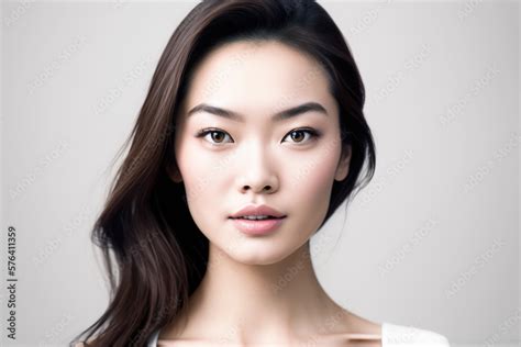 Portrait Of A Young And Beautiful Asian Woman Ai Generated Art Stock Illustration Adobe Stock