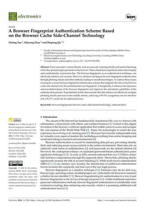 pdf a browser fingerprint authentication scheme based on the browser