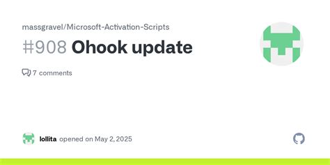 Ohook Update · Issue 908 · Massgravelmicrosoft Activation Scripts · Github