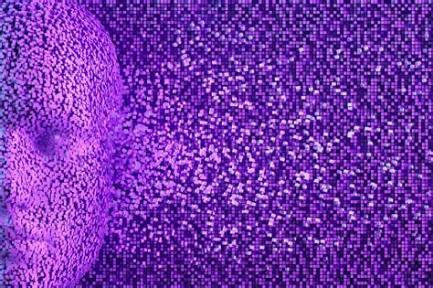 Artificial Intelligence Deep Learning Technology Background Dissolving Human Face With Cube