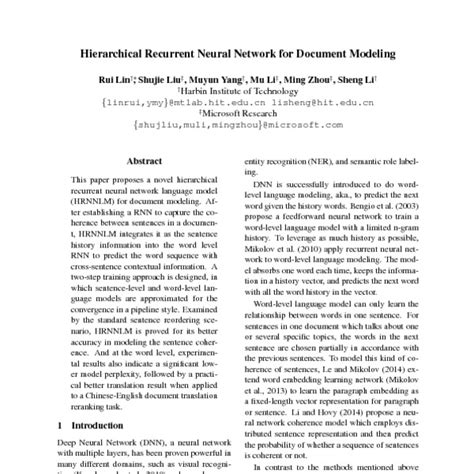 hierarchical recurrent neural network for document modeling acl anthology
