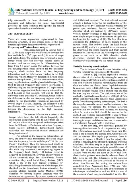 Irjet A Review On Fake Biometry Detection Pdf