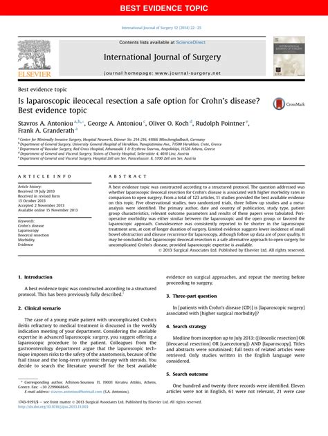 Pdf Is Laparoscopic Ileocecal Resection A Safe Option For Crohns
