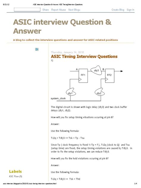 Asic Interview Question And Answer Asic Timing Interview Questions Pdf Logic Gate Digital