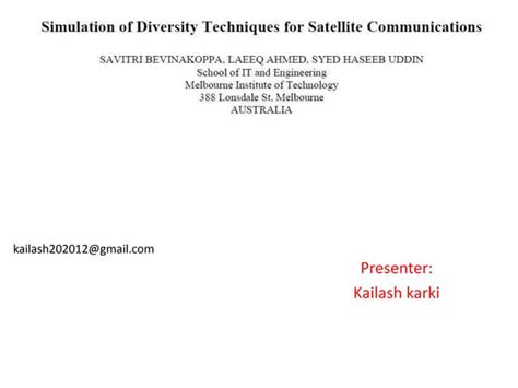 Diversity Techniques In Satellite Communications Pptx