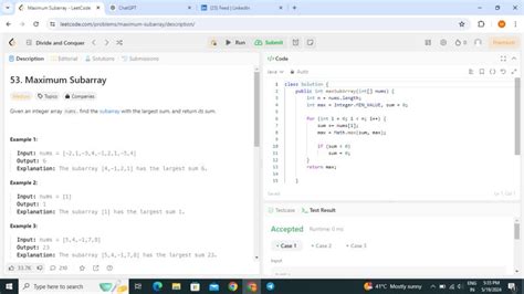 Day15 Of The Code Challenge Solving The Maximum Subarray Sum Problem On Leetcode Manish Kumar