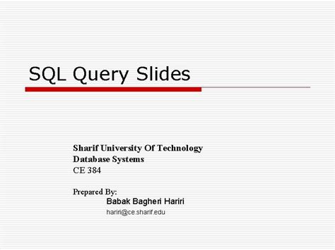 Sql Query Slides Sharif University Of Technology Database