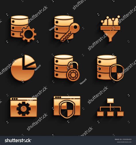 Set Server Security Lock Browser Shield Stock Vector Royalty Free 2090086489 Shutterstock