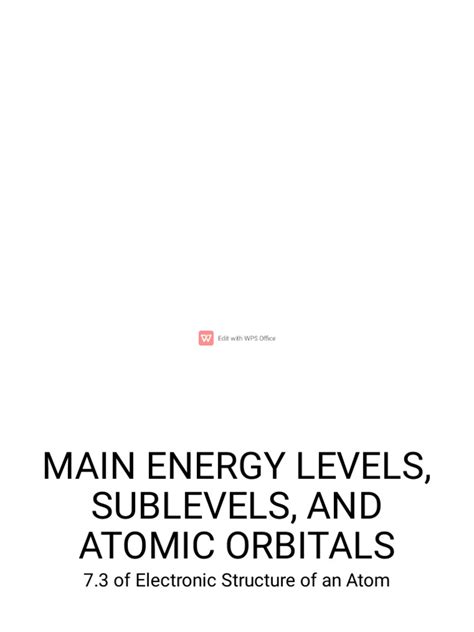 Energy Levels Sublevels And Atomic Orbitals Pdf Atomic Orbital
