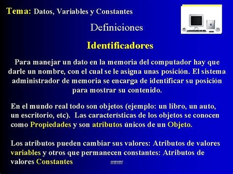Tema Datos Variables Y Constantes Ffff Tema Datos
