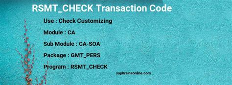 RSMT CHECK SAP Tcode For Check Customizing