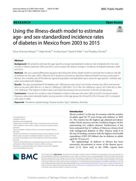 Pdf Using The Illness Death Model To Estimate Age And Sex