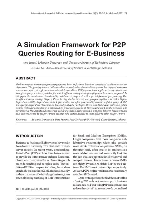 Pdf A Simulation Framework For P2p Queries Routing For E Business