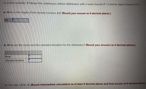 Solved A Random Variable Xfollows The Continuous Uniform Chegg