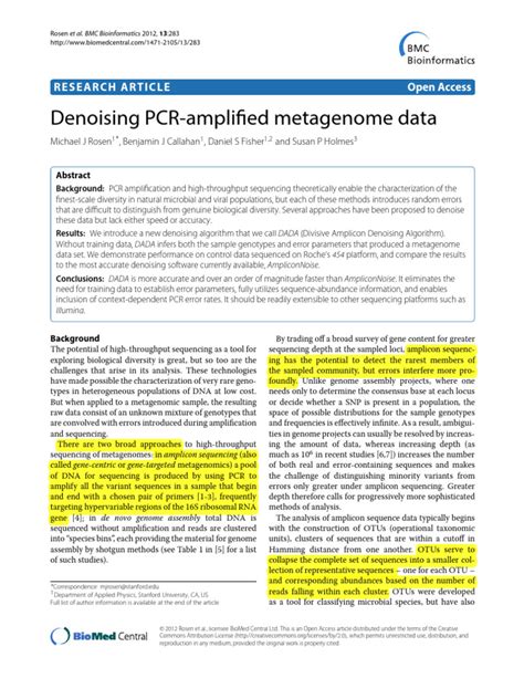 Rosen Et Al 2012 Pdf Dna Sequencing Cluster Analysis