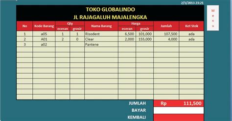 Program Aplikasi Kasir Menggunakan Microsoft Excel Oemah Belajar