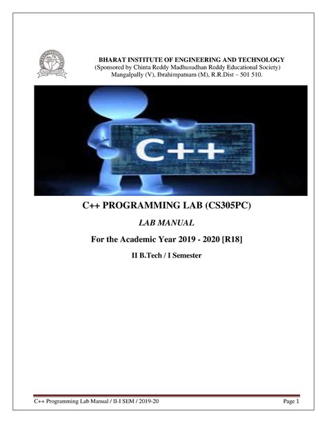 c lab manual c bharat institute of engineering and