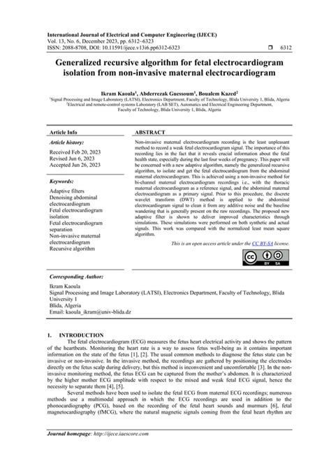 Generalized Recursive Algorithm For Fetal Electrocardiogram Isolation