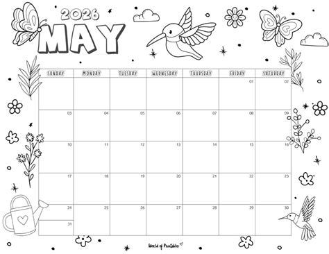 2026 Coloring Calendar Free Printables World Of Printables
