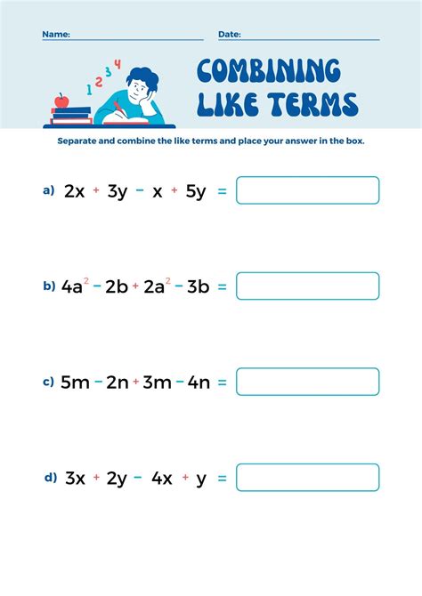 Algebra Worksheets For Simplifying The Equation Algebra Worksheets Library