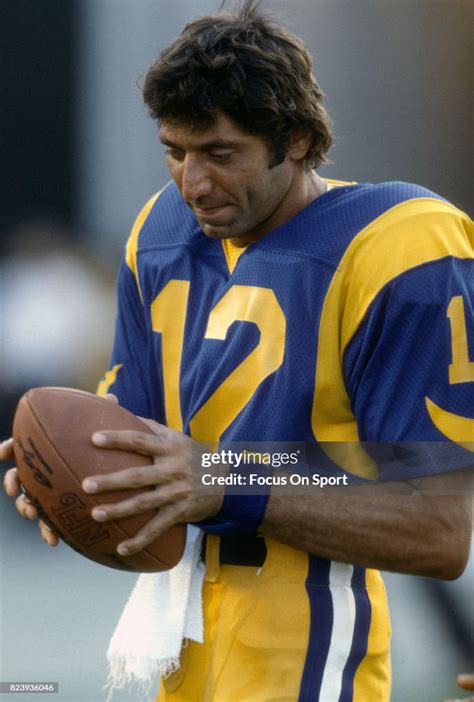 Quarterback Joe Namath Of The Los Angeles Rams Warm Up During Pregame