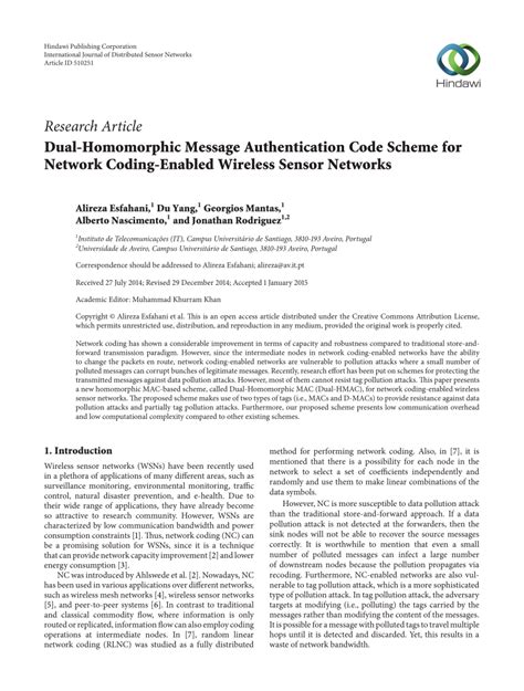 Pdf Dual Homomorphic Message Authentication Code Scheme For Network
