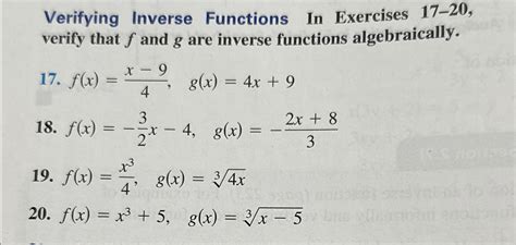 Solved Just Verifying Inverse Functions In Exercises Chegg Com