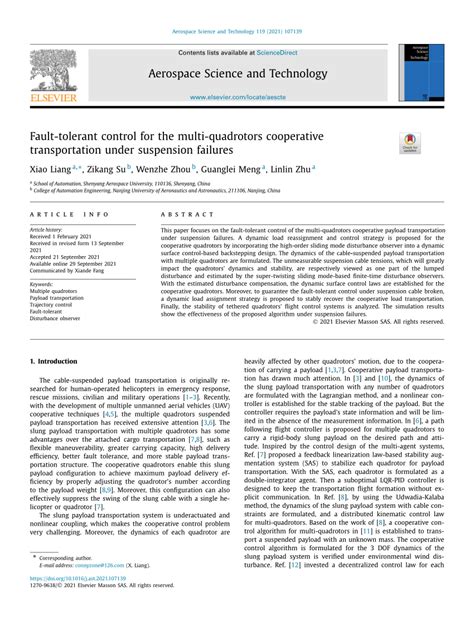 Pdf Fault Tolerant Control For The Multi Quadrotors Cooperative Transportation Under