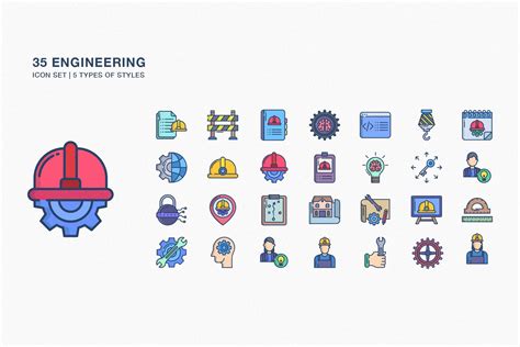 Engineering Concept Icon Set Design Cuts