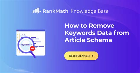 How To Remove Keywords Data From Article Schema Rank Math