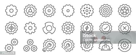 톱니바퀴 아이콘 세트 여기에는 구성 설정 정비사 기술자 프로세스 및 기타 아이콘이 포함됩니다 편집 가능한 벡터 스트로크 바퀴에 대한 스톡 벡터 아트 및 기타 이미지 Istock