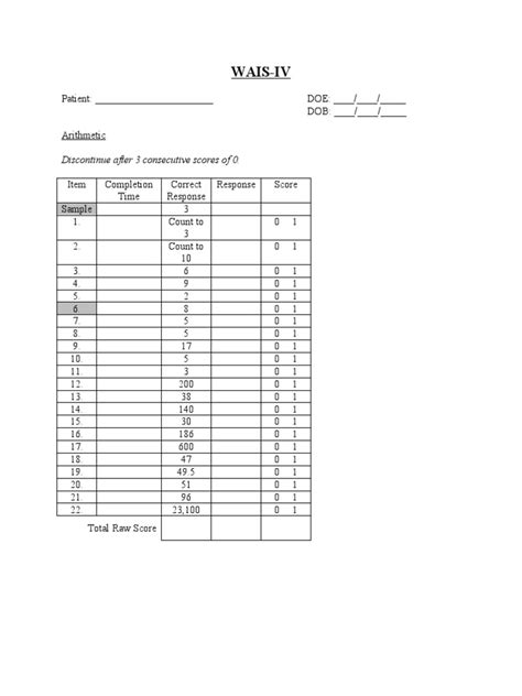 Wais Arithmetic Pdf