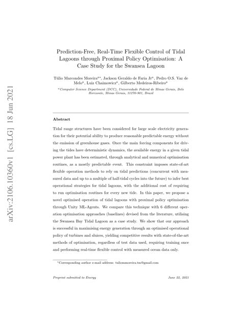 Pdf Prediction Free Real Time Flexible Control Of Tidal Lagoons