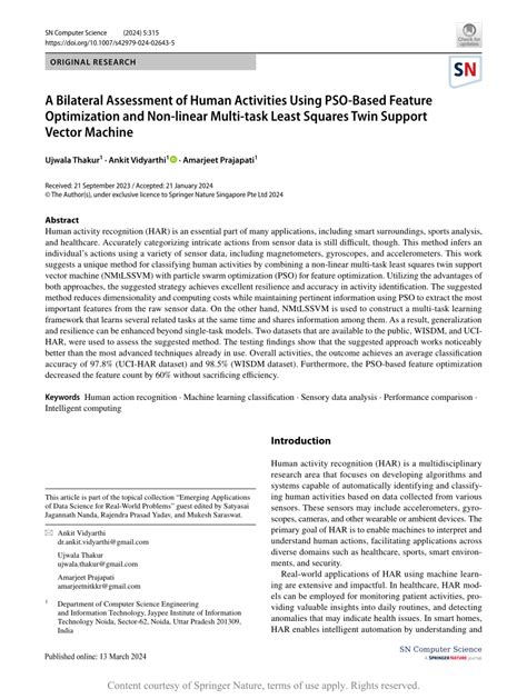 A Bilateral Assessment Of Human Activities Using Pso Based Feature