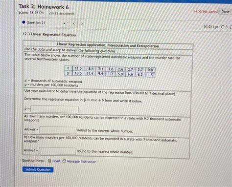 Solved 12 3 Linear Regression Equation Linear Regression Chegg Com