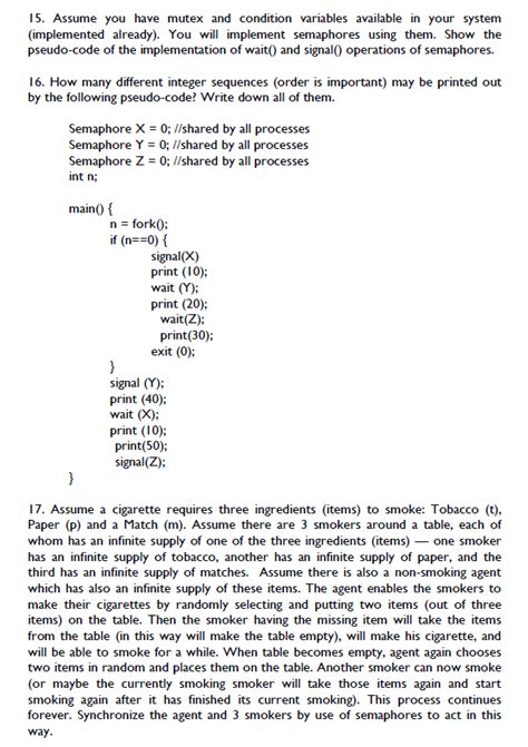 15 Assume You Have Mutex And Condition Variables