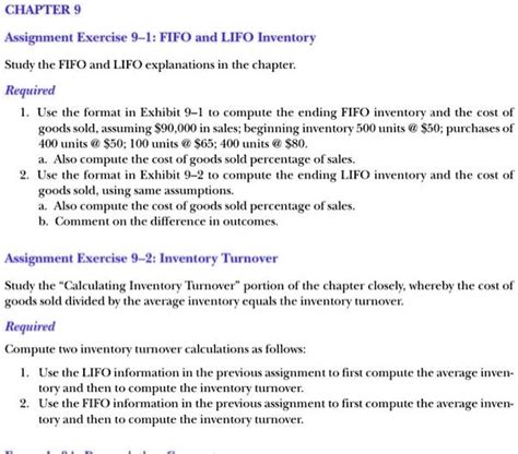 Solved Chapter 9 Assignment Exercise 9 1 Fifo And Lifo Inventory