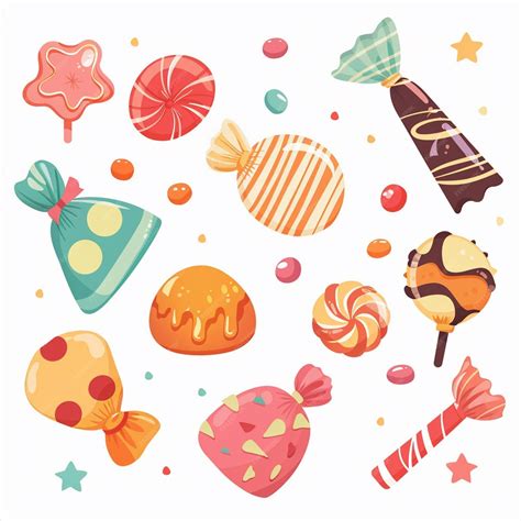 Candy Sweet Vector Food Design Illustration Dessert Sugar Background Chocolate Cartoon El