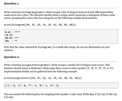 Solved Question Write A Function Histogramgrades Which