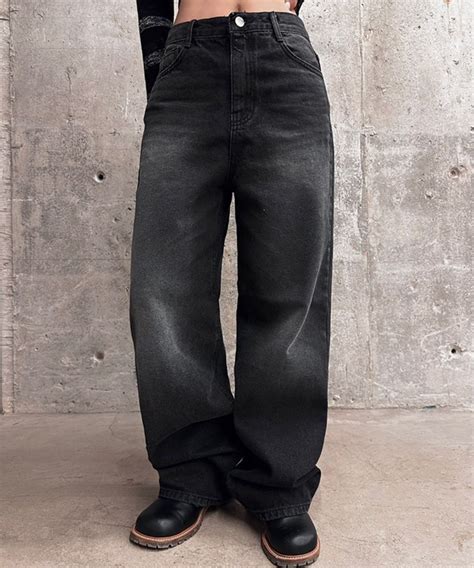 3size당일발송 Black G Washing Loose Denim Pants Y2k 흑청 빈티지 유니크 워싱 데님 와이드 팬츠 바지 청바지 워싱팬츠 워싱바지 데님팬츠