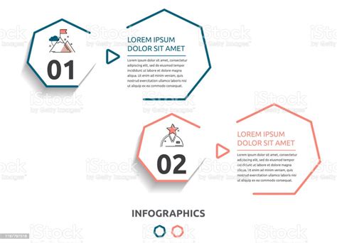 벡터 플랫 인포그래픽 템플릿입니다 두 다이어그램 그래프 순서도 타임 라인 마케팅 프리젠 테이션에 대한 텍스트와 아이콘 라인 Heptagon 개념에 대한 스톡 벡터 아트 및