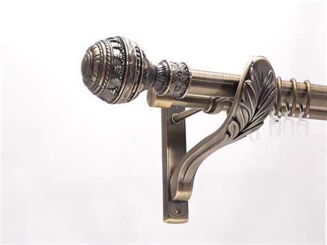 Карниз для штор Orvit арабеска металевий дворядний ретро гладка труба кільце металеве антик 25