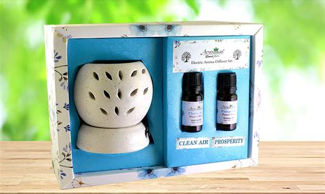 Electric Aroma Diffuser Set Combo Pack 2 Premium Scented Oils