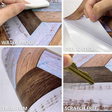 Funlife® Brown Wood Self Adhesive Backsplash Decor Grandado